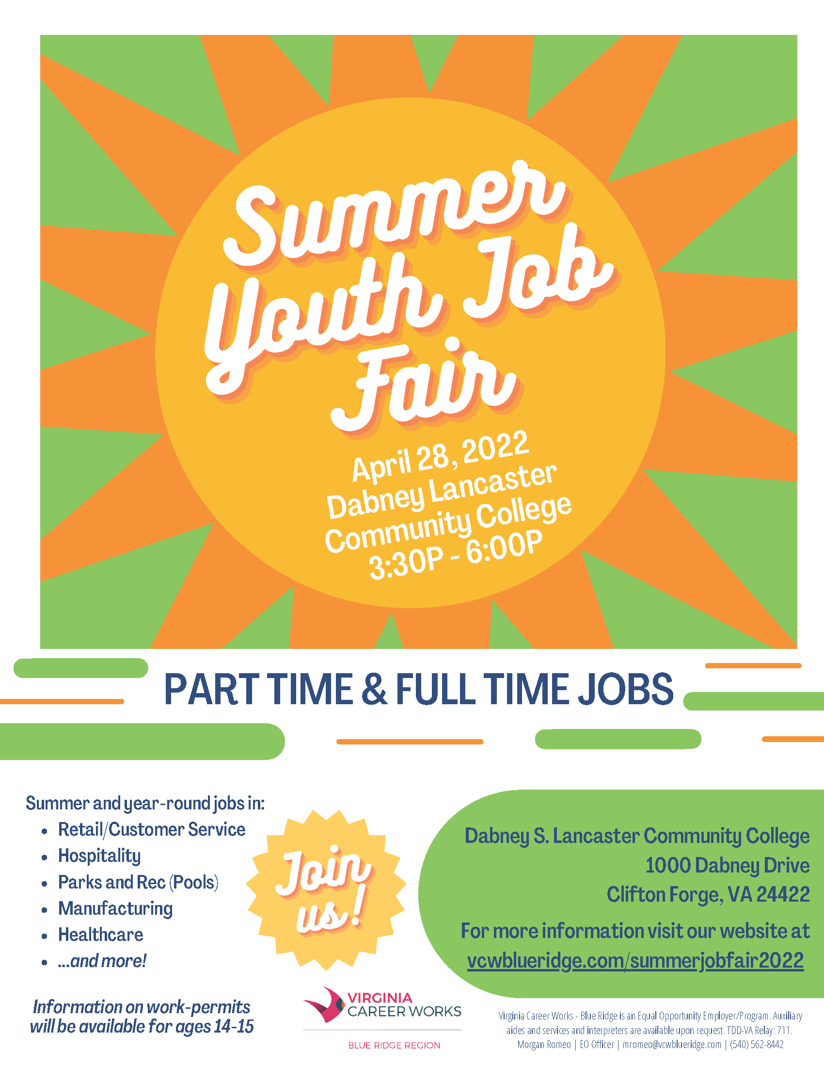 Alleghany Highlands Summer Youth Job Fair | Alleghany Highlands ...